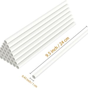 PSGGARY 50 pcs Plastic Cake Dowel Rod White Cake Dowel Rods, Tiered Cake Construction Rods, Cake Stacking Supporting Rods, 0.4 Inch Diameter, 9.5 Inch Length