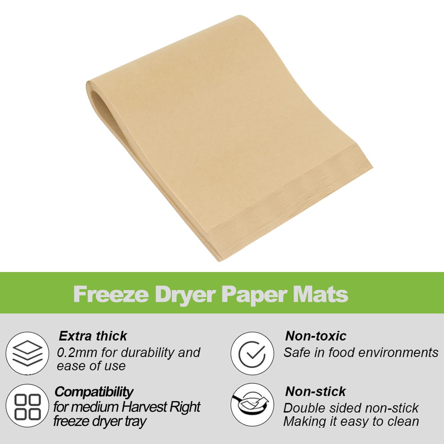 150 PCS Medium Freeze Dryer Paper Mats for Harvest Right Freeze Dryer Tray Accessories 100% Parchment Paper