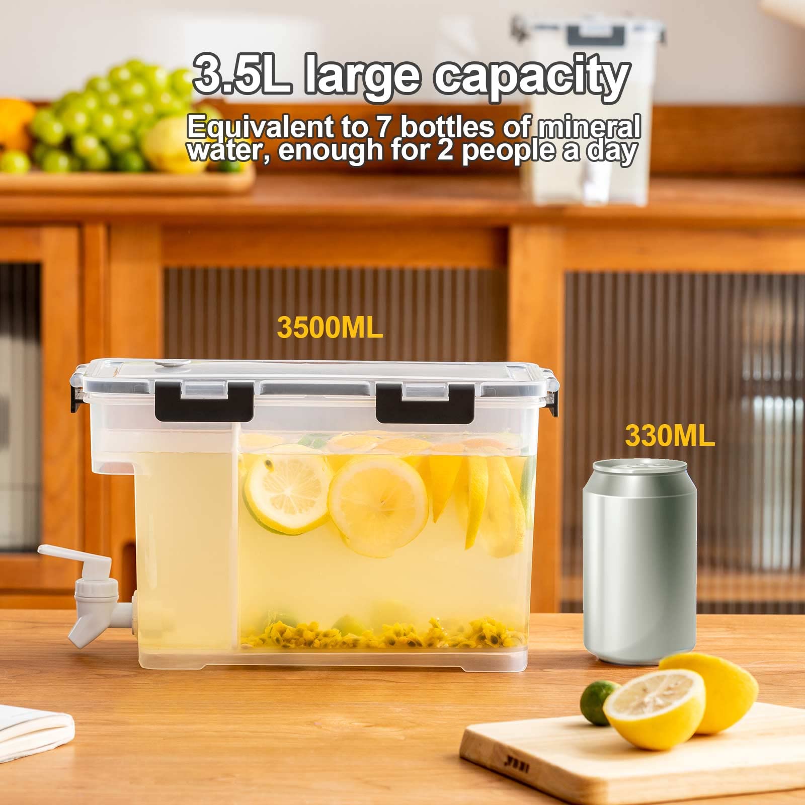 3.5L Cold Kettle with Faucet, Plastic Beverage Drink Dispenser Large Capacity Water Iced Juice Lemonade Water Jug for Garden Home Party