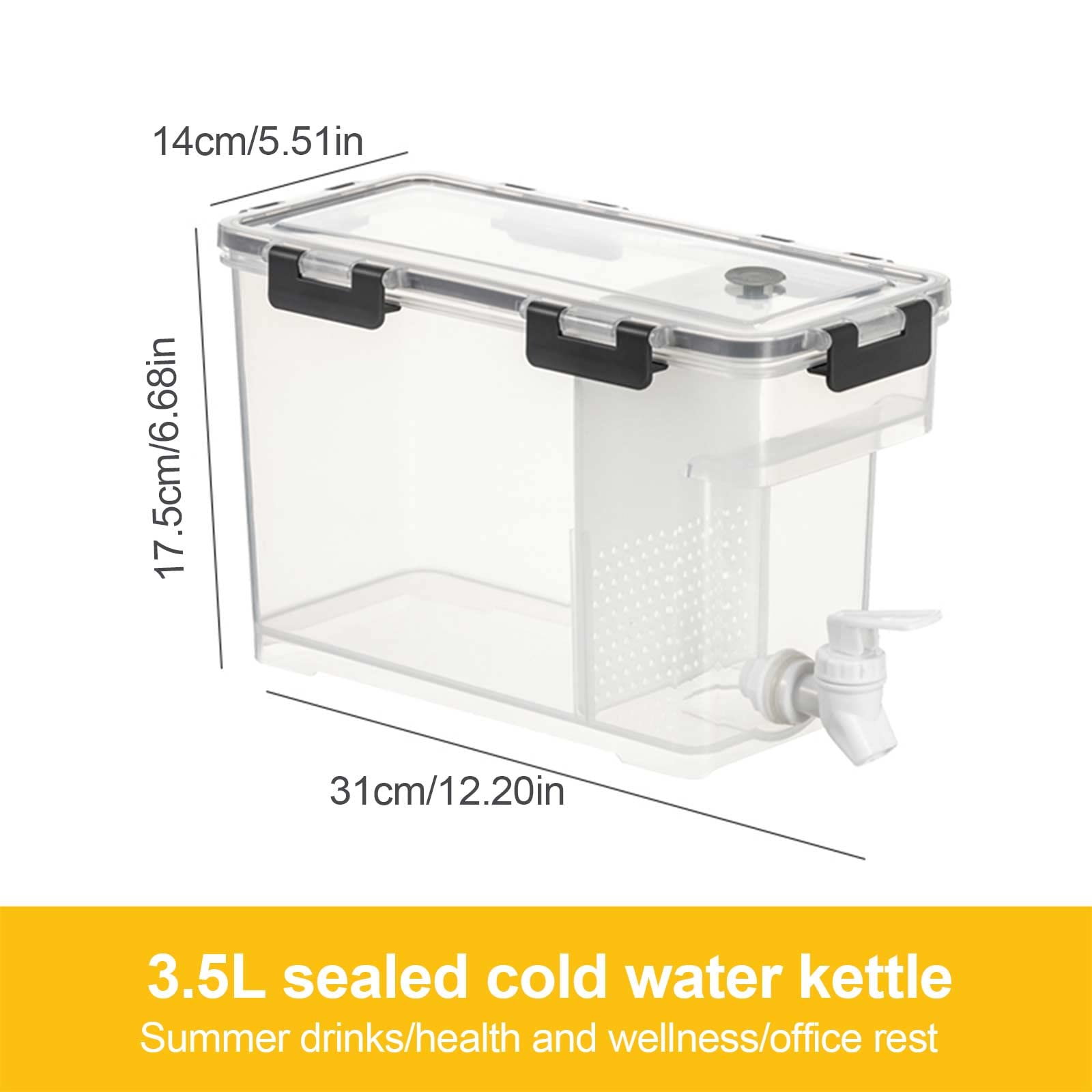 3.5L Cold Kettle with Faucet, Plastic Beverage Drink Dispenser Large Capacity Water Iced Juice Lemonade Water Jug for Garden Home Party