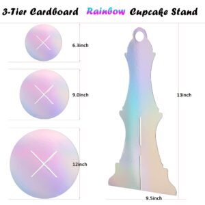 2Pack Cupcake Stands - Rainbow Dessert Tray,Cupcake Display for Birthday Graduation Baby Shower Tea Party