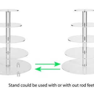 Jusalpha 5 Tier Circle Cupcake Stand With Light - Premium Cupcake Holder - Acrylic Cupcake Tower - Ideal for Weddings Birthday Parties, Candy Bar Decor 5RF-S (LED Light Option: Battery)