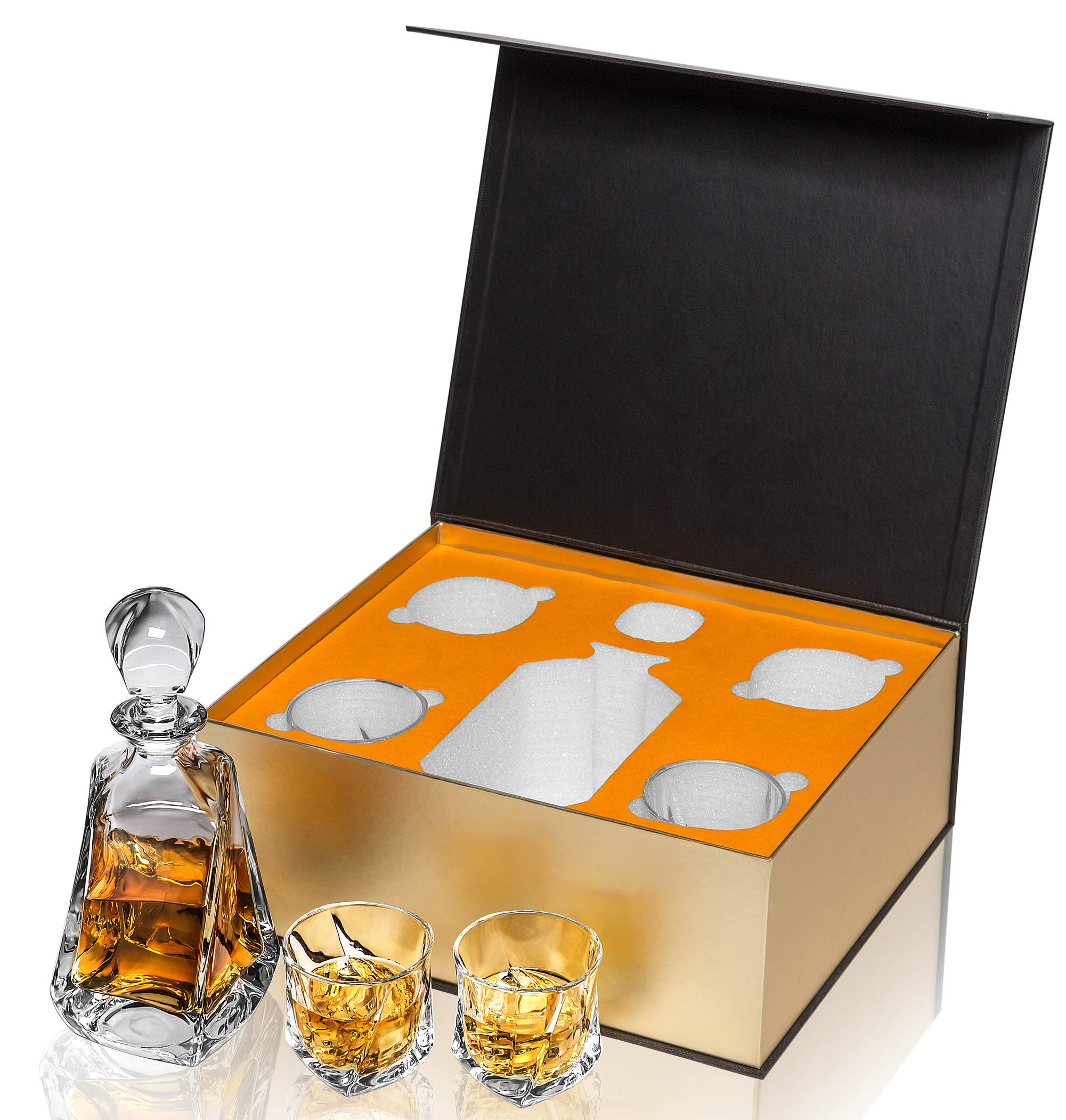 KANARS ULTRA CLARITY CRYSTAL GLASSES Whiskey Decanter Set, Premium Liquor Decanter with 4 Liquor Tumblers for Bourbon Scotch Whisky Rum Vodka Alcohol