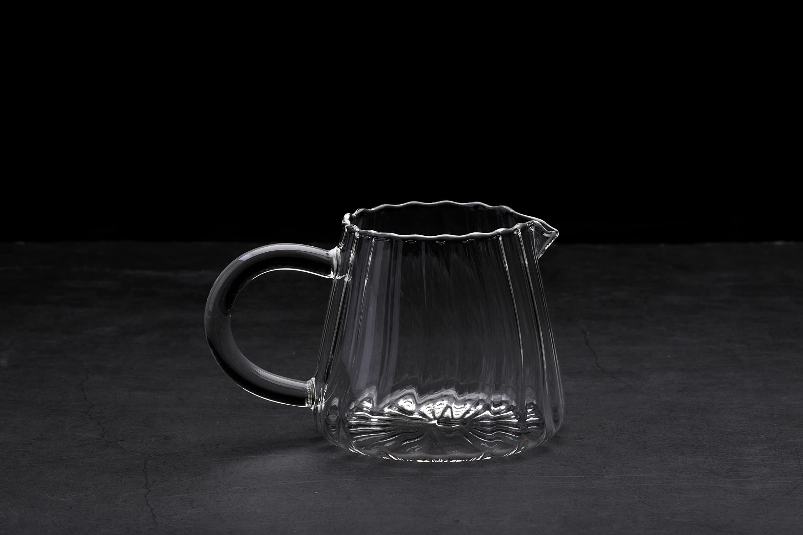 JIEJE Small Glass Pitcher, Glass Milk Pitcher, Glass Creamer Pitcher, Creamer Container (1 Pack)