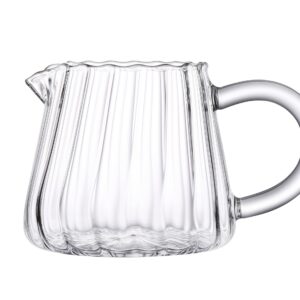 JIEJE Small Glass Pitcher, Glass Milk Pitcher, Glass Creamer Pitcher, Creamer Container (1 Pack)