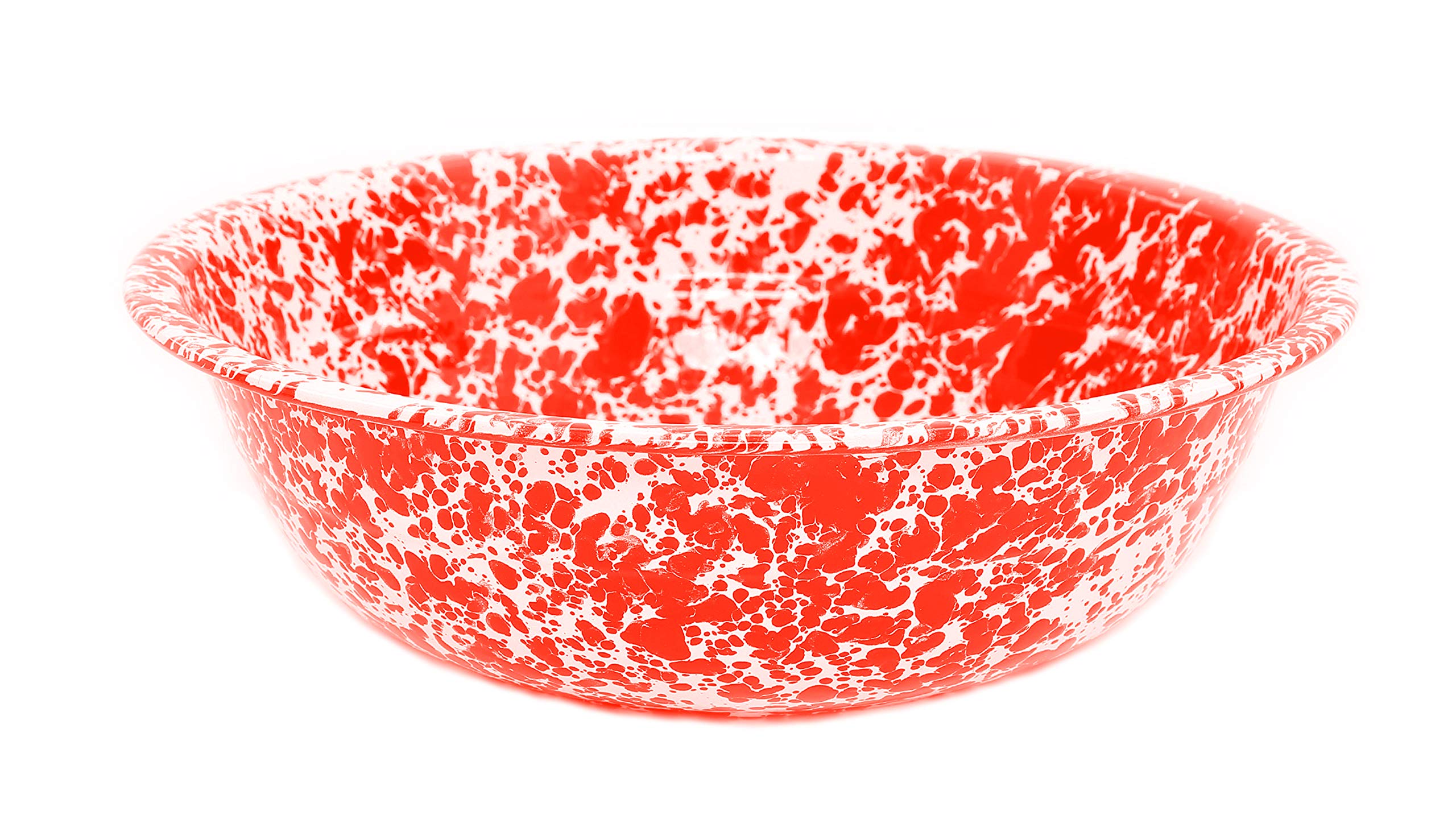 Enamelware Small Basin, 4 quart, Red/White Splatter (Single)