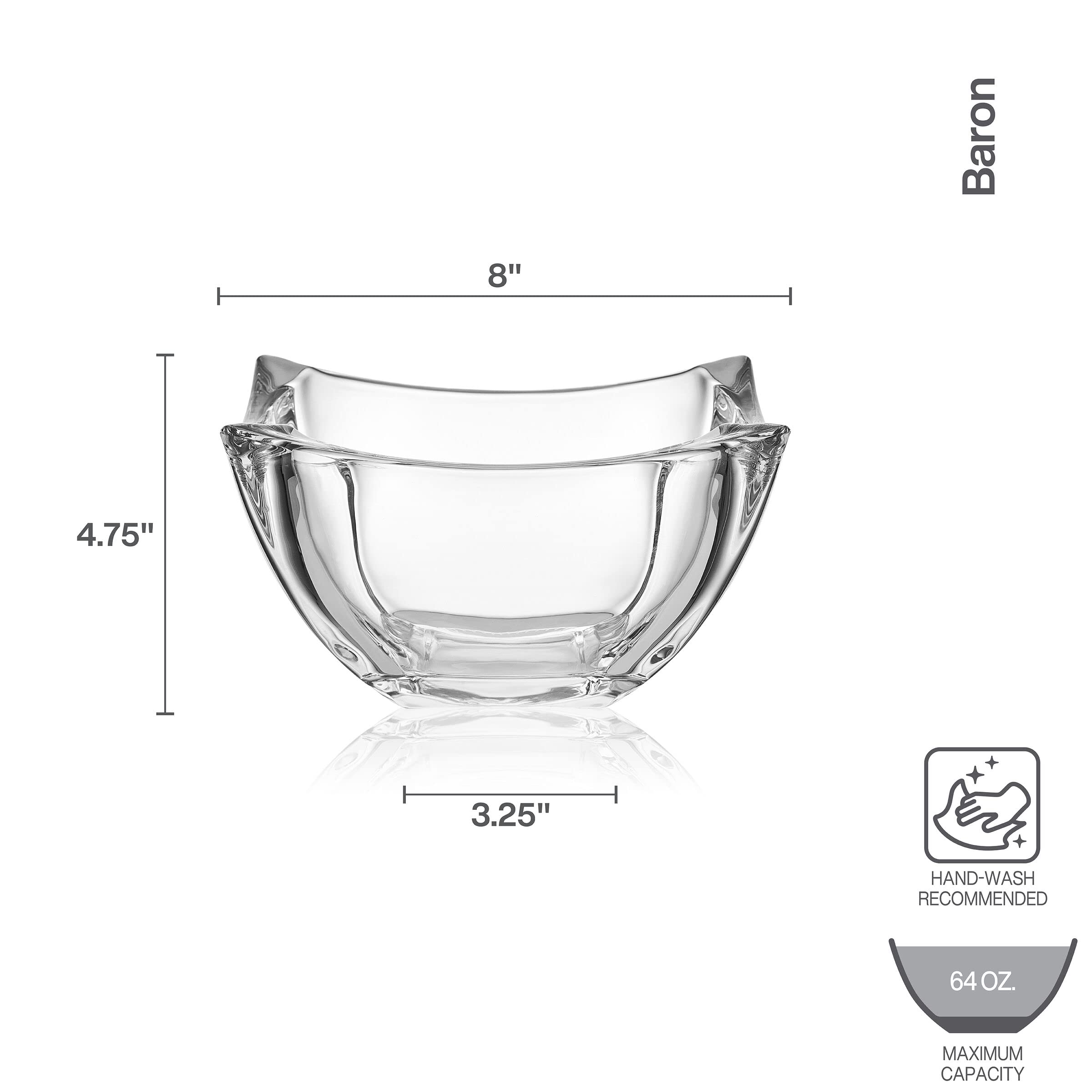 Mikasa Baron Crystal Square Bowl, Clear