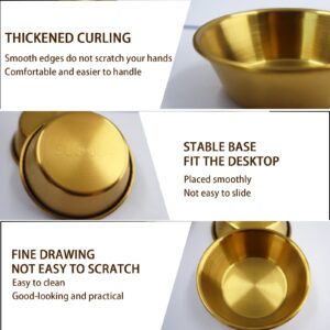 20Pcs Mini Stainless Steel Seasoning Dishes 2.3oz Dipping Sauce Bowls, Sushi Dipping Dishes for Individual Serving Condiments Meal Prep Snack Soy Dip (Gold)