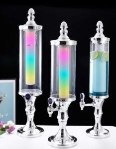 nomal tabletop wine beer tower beverage juice dispenser with led colorful shinning lights for bar party restaurant ktv barbecue restaurant (silver,1.5l)