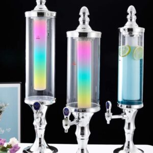 NOMAL Tabletop Wine Beer Tower Beverage Juice Dispenser with LED Colorful Shinning Lights for Bar Party Restaurant KTV Barbecue Restaurant (Silver,1.5L)