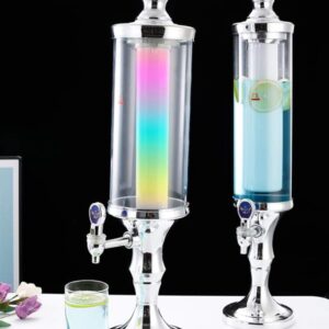 NOMAL Tabletop Wine Beer Tower Beverage Juice Dispenser with LED Colorful Shinning Lights for Bar Party Restaurant KTV Barbecue Restaurant (Silver,1.5L)