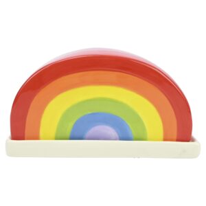 rainbow ceramic lidded butter dish