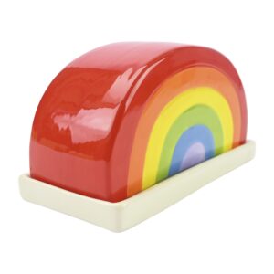 Rainbow Ceramic Lidded Butter Dish