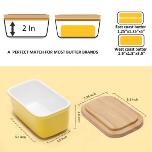 amHomel Butter Dish with Lid for Countertop, Ceramic Butter Container with Cover, Farmhouse Butter Holder, Large Butter Keeper Holds up to 2 Sticks, Set of 2(Orange, Yellow)