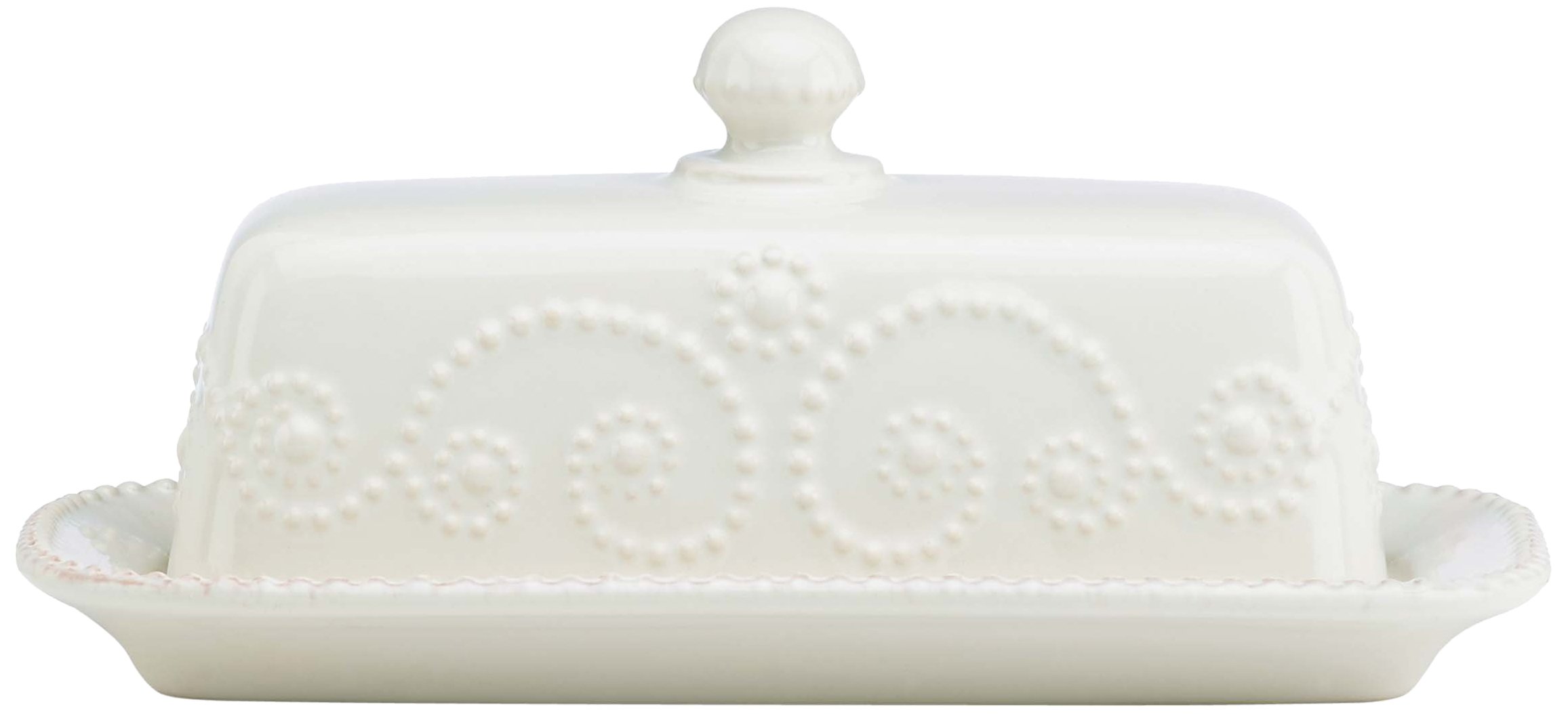 Lenox French Perle Covered Butter Dish, White -