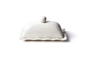 coton colors signature white ruffle butter dish