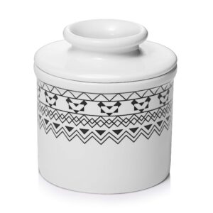 dowan butter crock, butter keeper crock, keep butter soft & fresh, butter crock with water line, dishwasher safe, french butter dish with flat lid for serving, modern bohemian design，unique thanksgivi