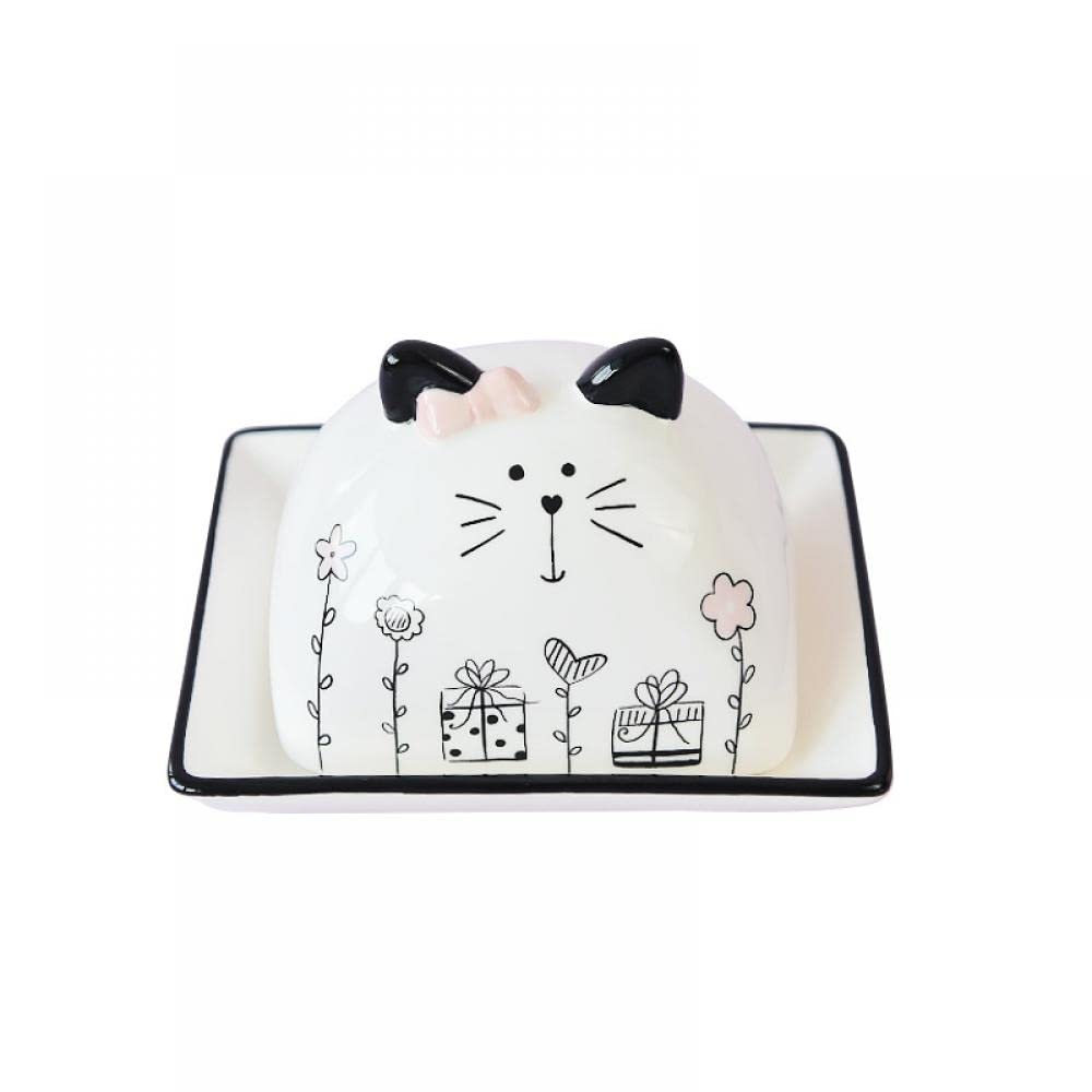 Gaolinci Cute Cat Butter Dish with Lid