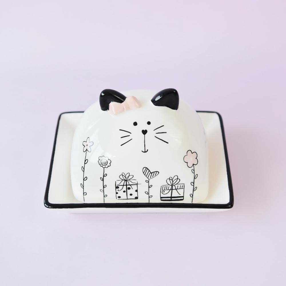 Gaolinci Cute Cat Butter Dish with Lid