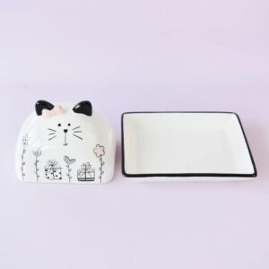 Gaolinci Cute Cat Butter Dish with Lid