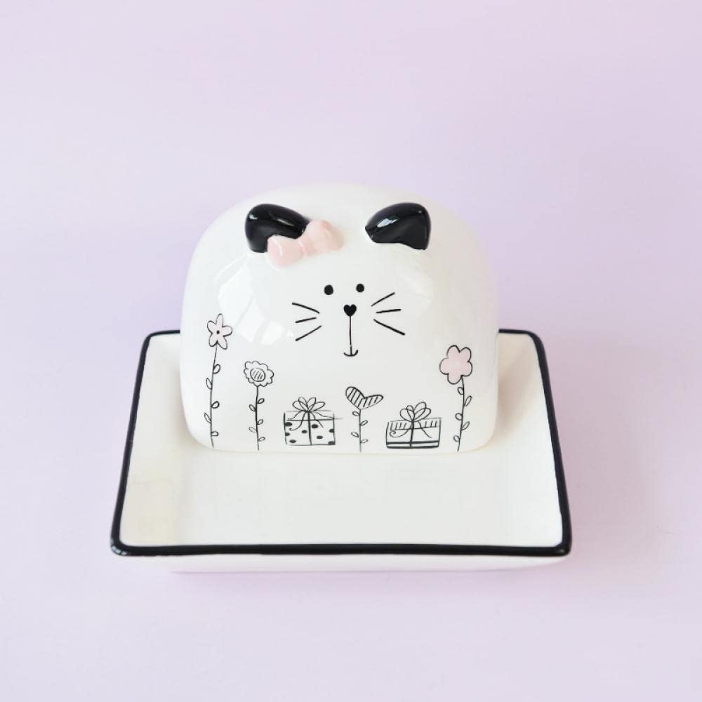 Gaolinci Cute Cat Butter Dish with Lid