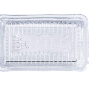 Tablecraft Double Dish, Clear Glass, Embossed Butter, 6.5 x 4 x 3.5