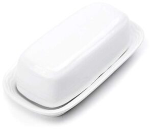 fox run butter dish, white stoneware