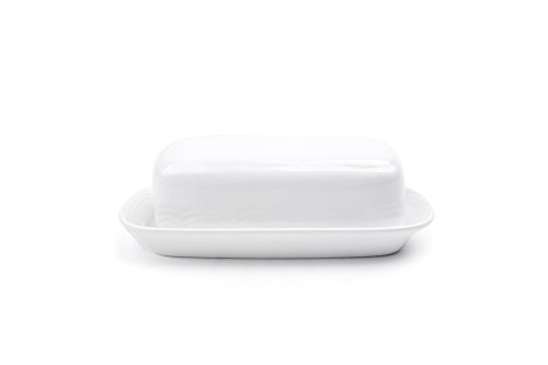 Fox Run Butter Dish, White Stoneware