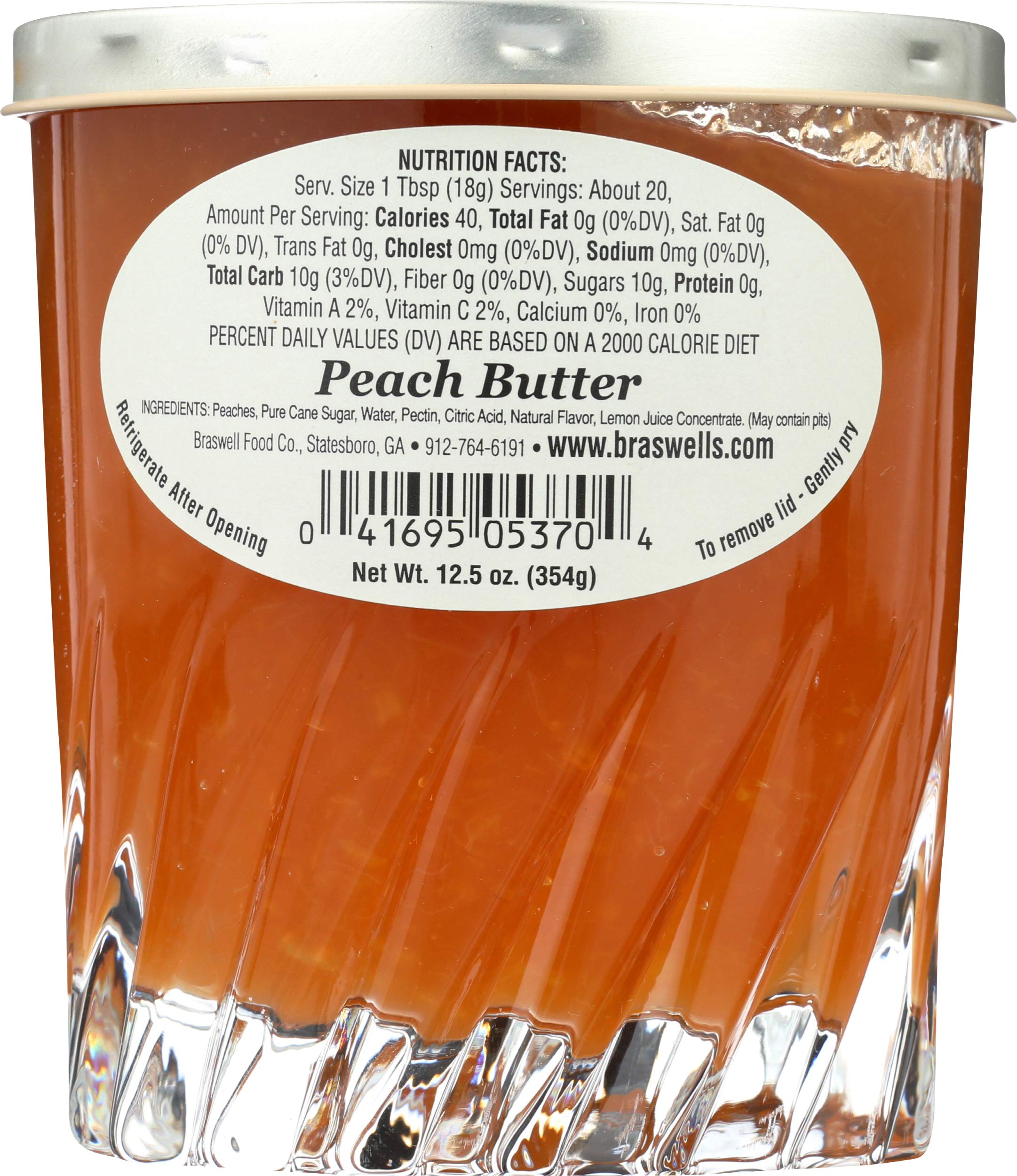 BRASWELLS Peach Butter, 12.5 OZ