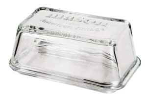 grant howard mason classics jumbo glass butter dish with lid, crystal clear tray container