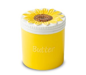 sunflower butter crock butter keeper french butter dish ceramic cup butter holder with water line non-slip design