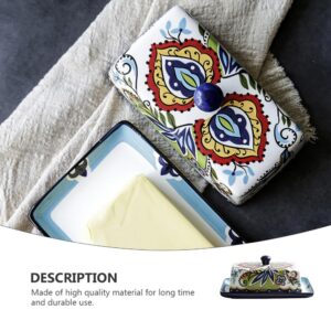 Cabilock Ceramic Butter Dish with Lids Banquet Butter Keeper Porcelain Butter Container Rectangular Food Container for Home and Kitchen