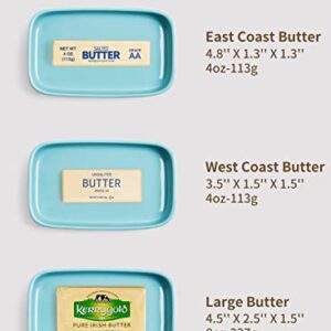 Better Butter Porcelain Butter Dish, Butter Dish with Lid, Butter Keeper - Hold 4oz East/West Coast Butter Stick and 8oz Kerrygold Butter - Easy to Grip, Turquoise