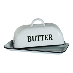 VIP Home and Garden Metal Enamel Butter Dish with Gloss Finish