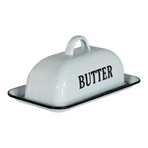 VIP Home and Garden Metal Enamel Butter Dish with Gloss Finish