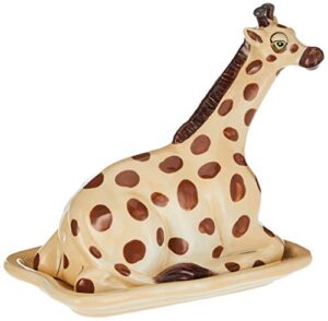 blue sky ceramic 7.75"x5"x6.75" 7.75" x 5" x 6.75" giraffe butter dish, multi