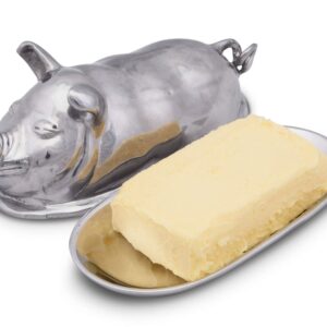 Arthur Court Happy Pig Covered Butter Cream Cheese Dish Container Keeper Hand Polished Tarnish Free Artisan Quality Farmhouse Table 7.5 inch Long