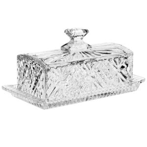 bestonzon rectangular glass plate glass butter dish clear butter dish butter plate crystal butter dish with lid butter glass cake keeper