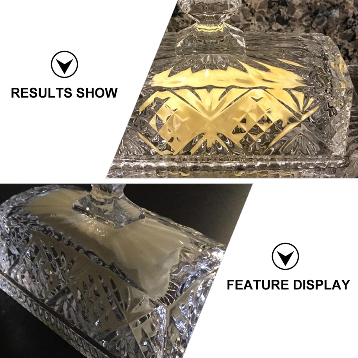 BESTonZON Rectangular Glass Plate Glass Butter Dish clear butter dish butter plate crystal butter dish with Lid Butter Glass Cake Keeper