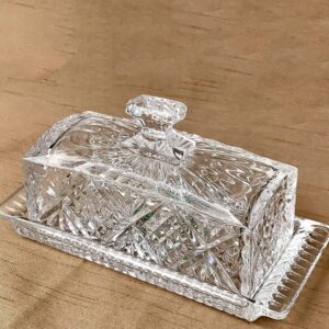 BESTonZON Rectangular Glass Plate Glass Butter Dish clear butter dish butter plate crystal butter dish with Lid Butter Glass Cake Keeper