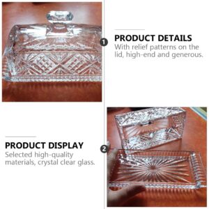 BESTonZON Rectangular Glass Plate Glass Butter Dish clear butter dish butter plate crystal butter dish with Lid Butter Glass Cake Keeper