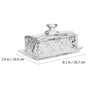 BESTonZON Rectangular Glass Plate Glass Butter Dish clear butter dish butter plate crystal butter dish with Lid Butter Glass Cake Keeper