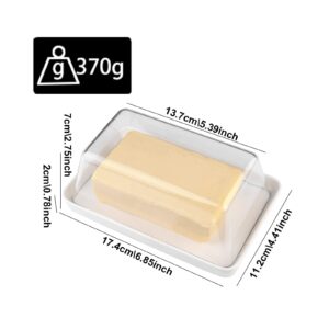 SLixuhay Ceramic Butter Dish, Butter Dish with Transparent Lid, Butter Keeper, Butter Container for Kitchen Refrigerators (White)