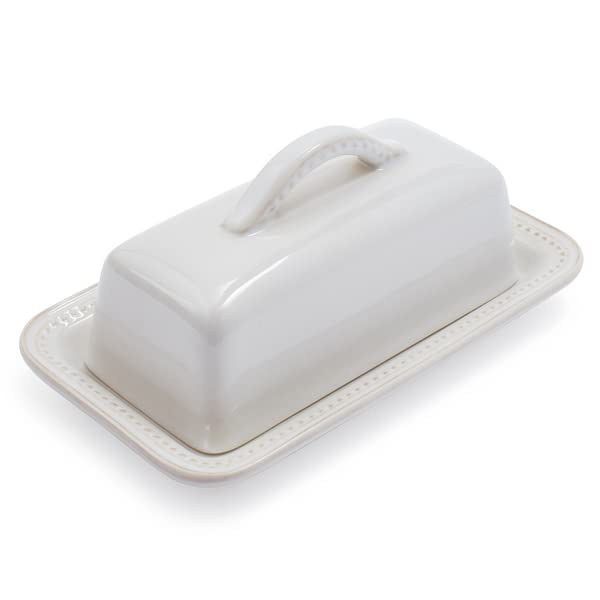 Sur La Table Pearl Stoneware Butter Dish , White