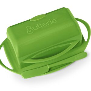 Butterie Flip-Top Butter Dish and Toaster Tongs Bundle (Green)