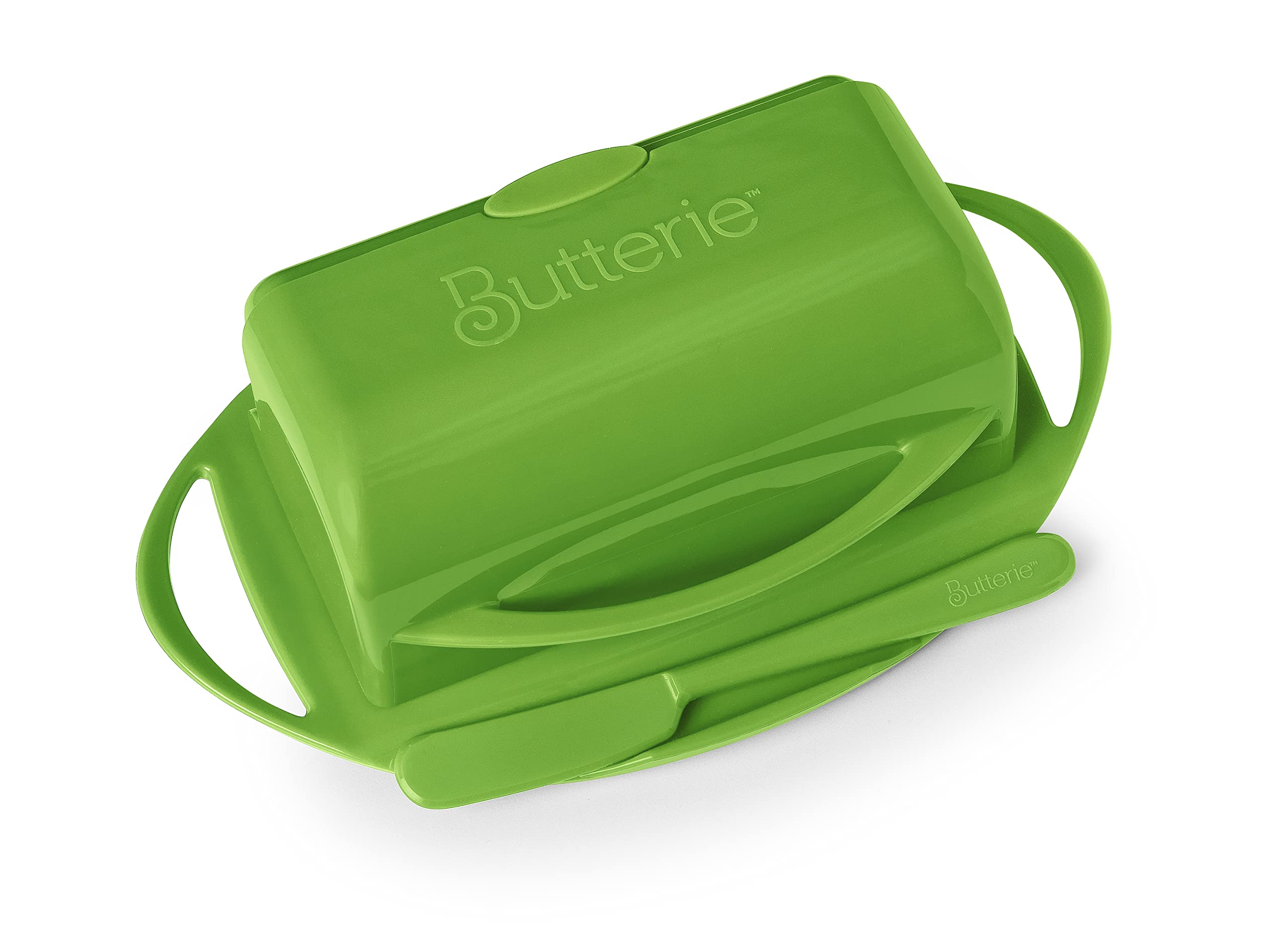 Butterie Flip-Top Butter Dish and Toaster Tongs Bundle (Green)