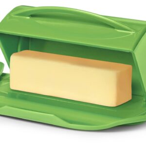 Butterie Flip-Top Butter Dish and Toaster Tongs Bundle (Green)