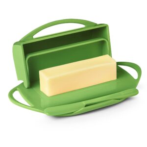 Butterie Flip-Top Butter Dish and Toaster Tongs Bundle (Green)