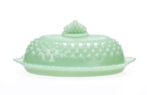 hobnail gigi pattern butterdish - oval 1 stick - jade - american made - mosser usa