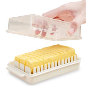 payanwin butter keeper, butter divider storage box cheese storage butter dish with lid, no mess lid, plastic, dishwasher safe (white)